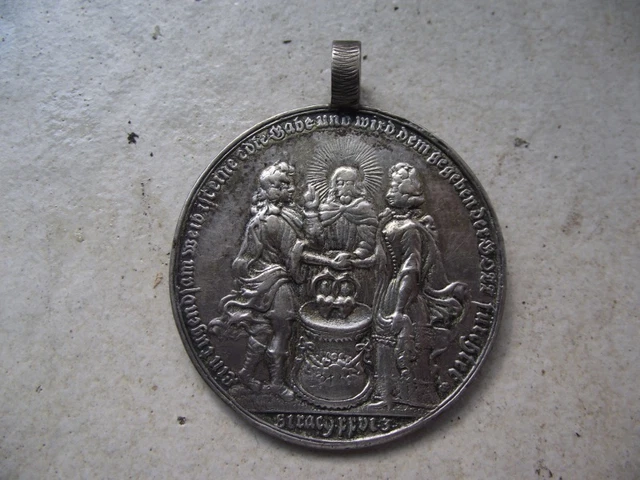 HOCHZEITSMEDAILLE, VON Christian Wermuth, Rarität, Silber, ca. 1690