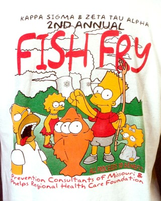 VINTAGE 00S Y2K The Simpsons Nuclear Reactor 3 Eyed Fish T-Shirt ...