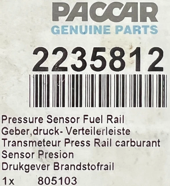 2235812 / 2235812PE Genuine Paccar Pressure Sensor Fuel Rail Oem - New ...