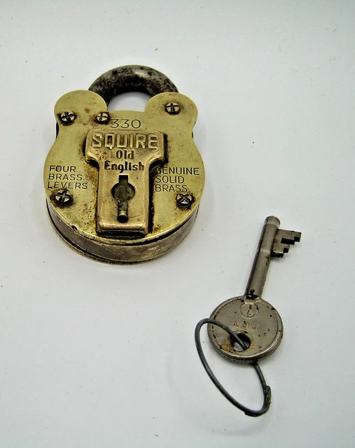 VINTAGE HY SQUIRE & Sons Old English Solid Brass 330 Padlock 4 Brass Lever + Key £25.00 ...