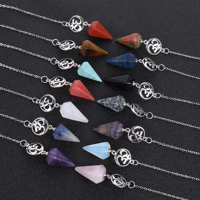 HEXAGON PYRAMID HEALING Crystal Reiki Pendulum Pendant Amulet Natural ...