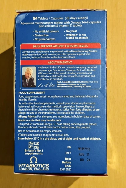 VITABIOTICS WELLMAN MAX Tablets - 84 Count £10.99 - PicClick UK