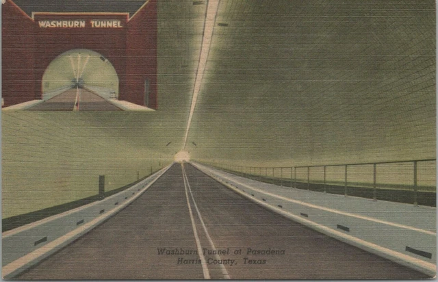 WASHBURN TUNNEL HOUSTON Ship Channel Pasadena TX 1950 Linen Postcard ...