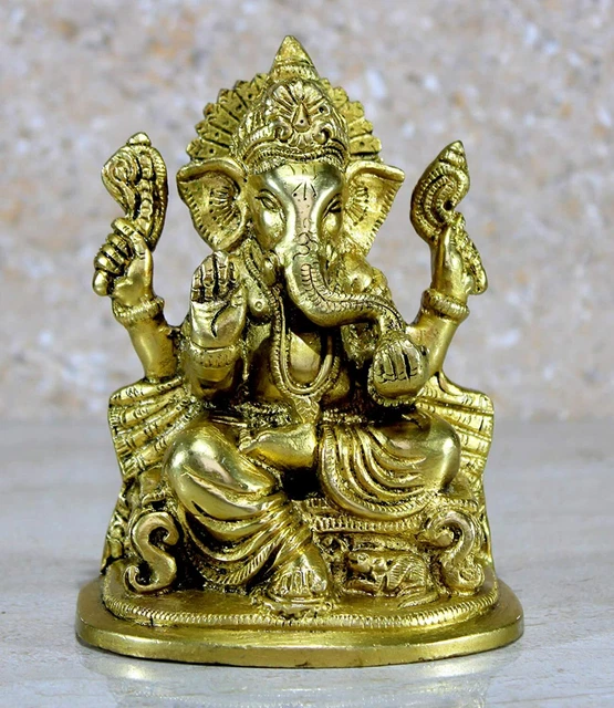 BRASS LORD GANESHA Ganpati Showpiece Murti Idol Statue Sculpture, Sitting Ganesh $176.11 ...