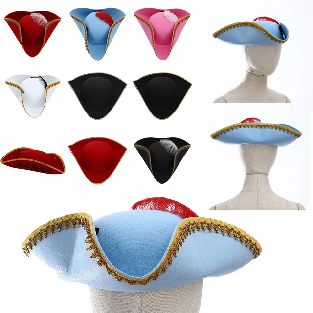 KIDS PIRATE HAT Soft Felt Tricorne Fake Feather Halloween Costume ...