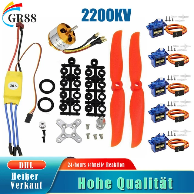RC 2200KV BRUSHLESS Motor 2212-6T 30A Brushless ESC Set Propeller + SG90 Servo EUR 26,96 ...