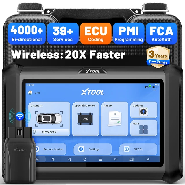 XTOOL D7W WIRELESS Diagnostic Tool Bidirectional Scan ECU Coding Key ...