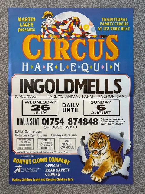 VINTAGE 1995 CIRCUS Harlequin/Martin Lacey poster - Ingoldmells ...