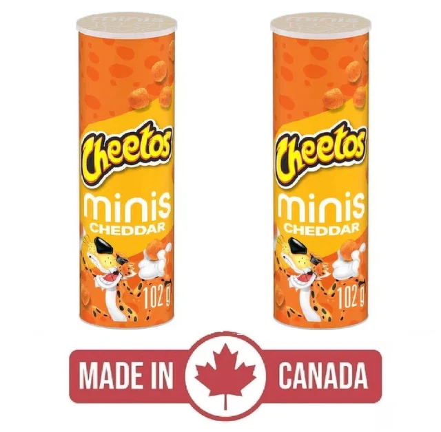 2-PACK CHEETOS MINIS Cheddar (102g) Snacks Crispy Tubes Canada Cheese ...