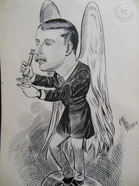 ORIGINAL CHRISTOPHER DAVIS Caricature Portrait c1886 - Victorian ...
