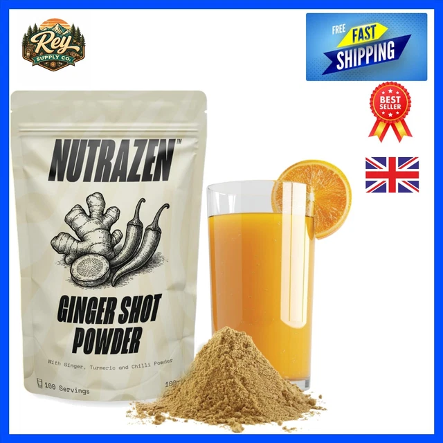 ORGANIC GINGER & Turmeric Shot Powder - 100 Servings of Natural ...