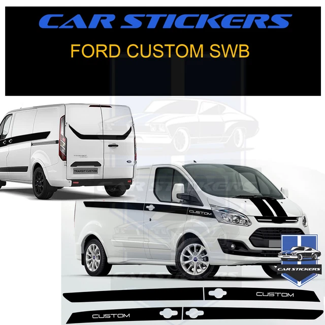 FORD TRANSIT CUSTOM Side +Bonnet + Rear Van Decals Racing Stripes for ...