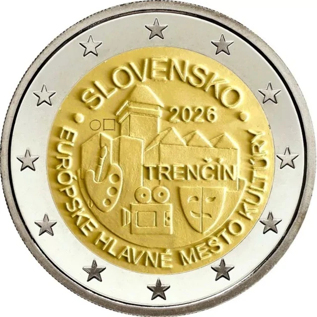 ORIGINAL COINCARD 2 Euro Slowakei 2026 : Trenčín – Kulturhauptstadt ...
