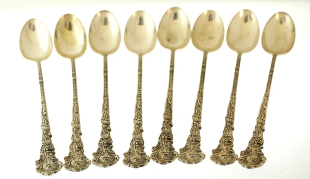 8 GORHAM LION Anchor G 1888 Versailles Cherub .925 Sterling Tea Spoons ...