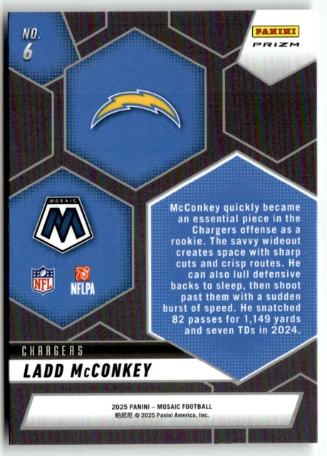 PANINI 2025 MOSAIC NFL No. 6 Ladd McConkey Montage Silver Prizm £1.96 ...