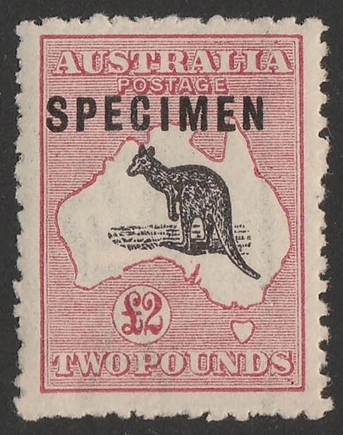 AUSTRALIA 1915 KANGAROO £2 3rd wmk SPECIMEN type C Harrison. ACSC 56Cxb ...
