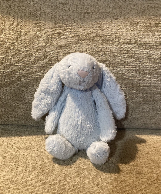 LITTLE JELLYCAT SMALL Bashful Blue Bunny Rabbit Rattle Plush Soft Toy £ ...