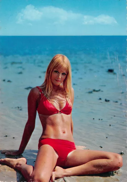 Vintage 1960s Sexy Redhead Bikini Model Girl Woman Risque Pinup Beach