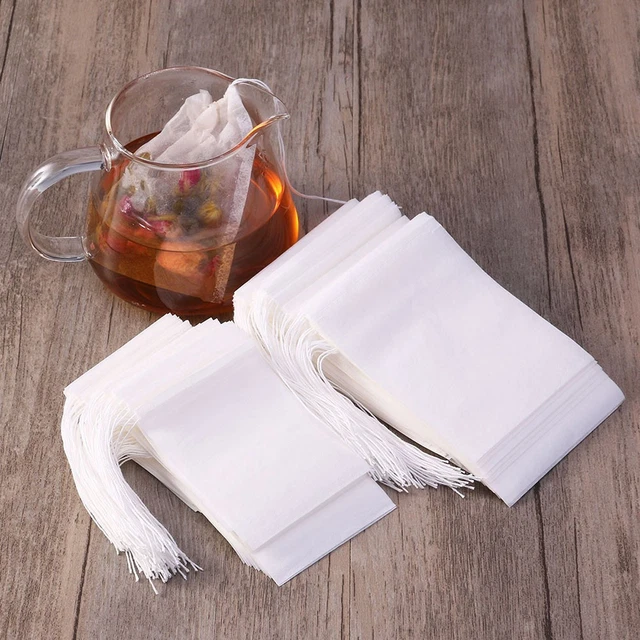 200 PCS DISPOSABLE Paper Drawstring Tea Bag Filter Bags for Loose Tea ...
