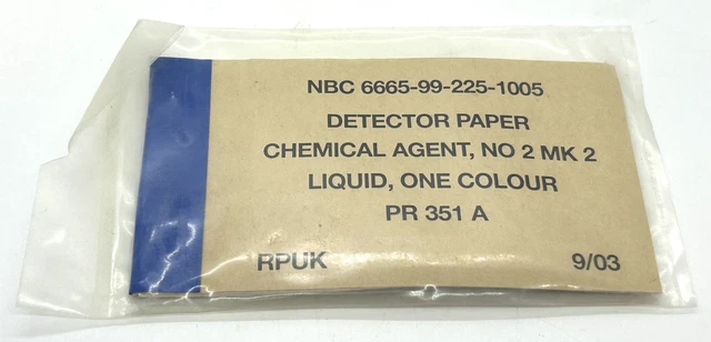 BRITISH MILITARY NBC Detector Paper, No.2, Mk2 Liquid, One Colour ...
