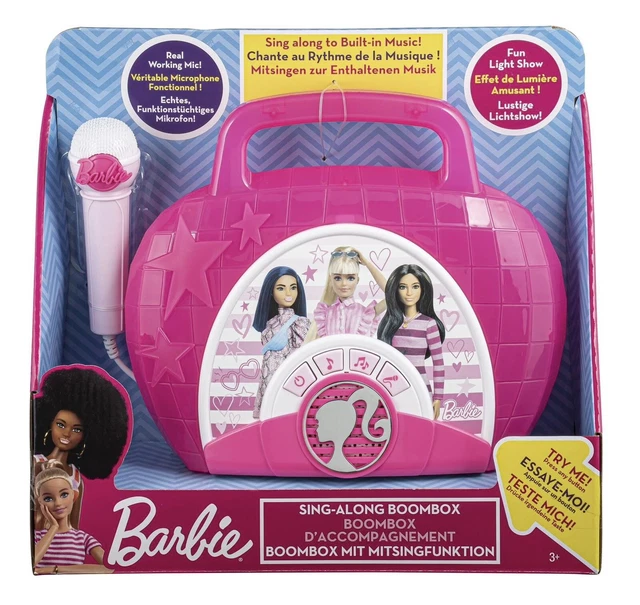 BARBIE SING ALONG Boombox With Microphone Built In Music & Flashing Lights £17.99 - PicClick UK