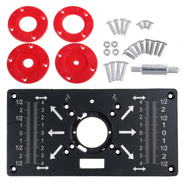 ALUMINUM ROUTER TABLE Insert Plate with 4 Rings Screws For Woodworking ...