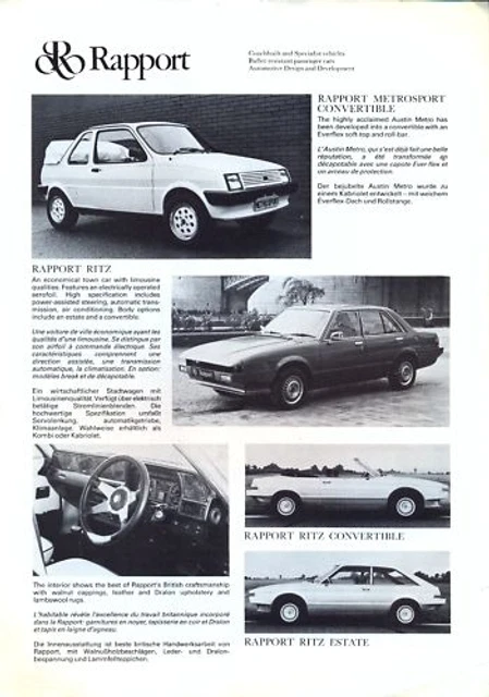 RAPPORT RANGE ROVER Metro Triumph Jaguar multi-language sales brochure ...