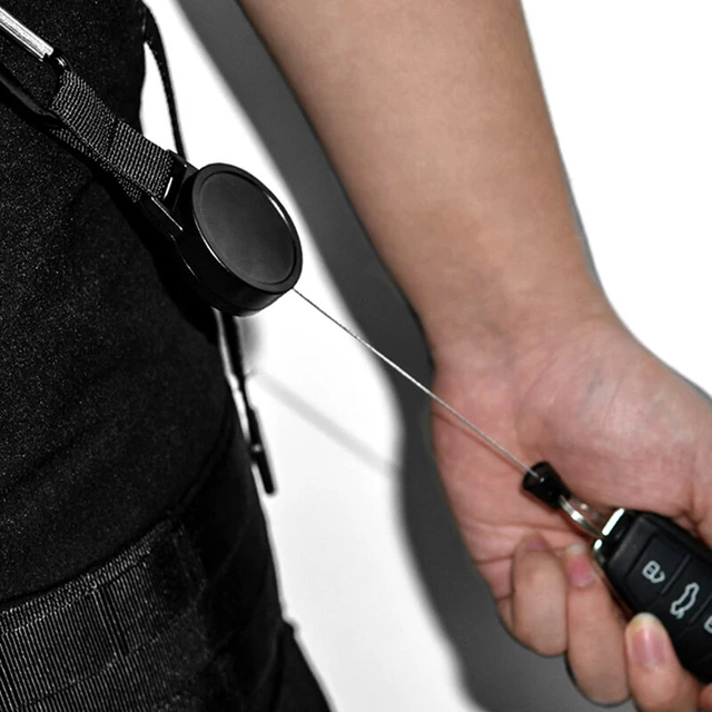 80CM WIRE ROPE Telescopic Burglar Chain Key Holder Return Retractable ...