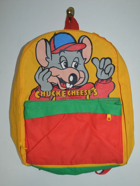 VINTAGE CHUCK E Cheese's Backpack 1996 Yellow Red Green 14x10 £164.62 ...