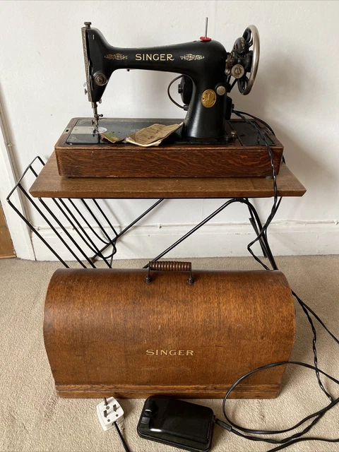 SINGER VINTAGE ELECTRIC Sewing Machine 66k in Case 1927/1930 Very Heavy ...