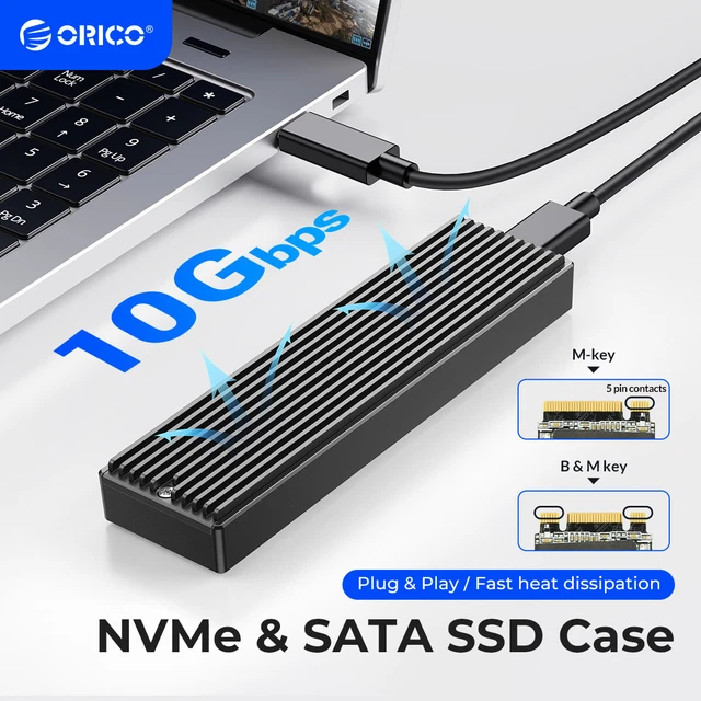 ORICO M.2 NVME SATA SSD Enclosure USB3.2 10Gbps NVMe 5Gbps SATA PCIE M2 SSD Case EUR 42,79 ...