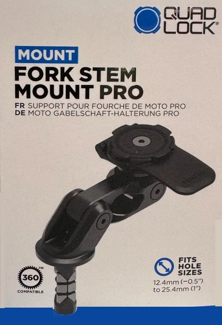 QUAD LOCK MOTORCYCLE Fork Stem Mount “Pro” Black Anodised Cnc Machined ...