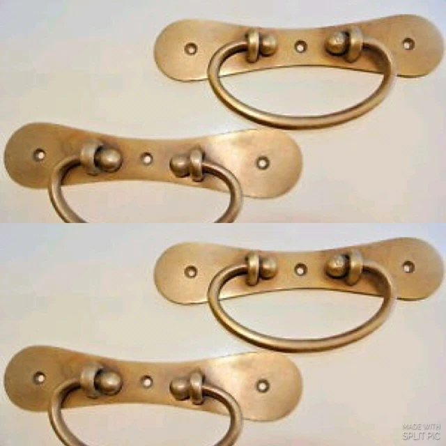 4 BOX HANDLES drawer vintage old age style solid Brass DOORS heavy 18cm ...