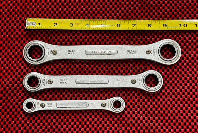 CRAFTSMAN 3 PC Double Box End Ratchet Wrench Set SAE 12 Point Made In ...