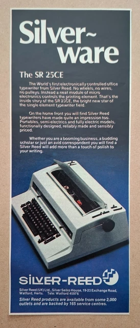 SILVER-REED SR 25CE Typewriter Original UK Press Advert 1980 £4.87 ...
