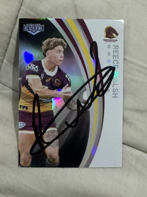 SIGNED REECE WALSH Brisbane Broncos 2024 NRL Elite Parallel Card EUR 26 ...