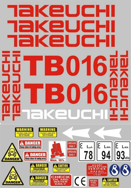 DECAL STICKER SET for: Takeuchi TB016 Mini Digger Pelle Bagger £24.99 ...