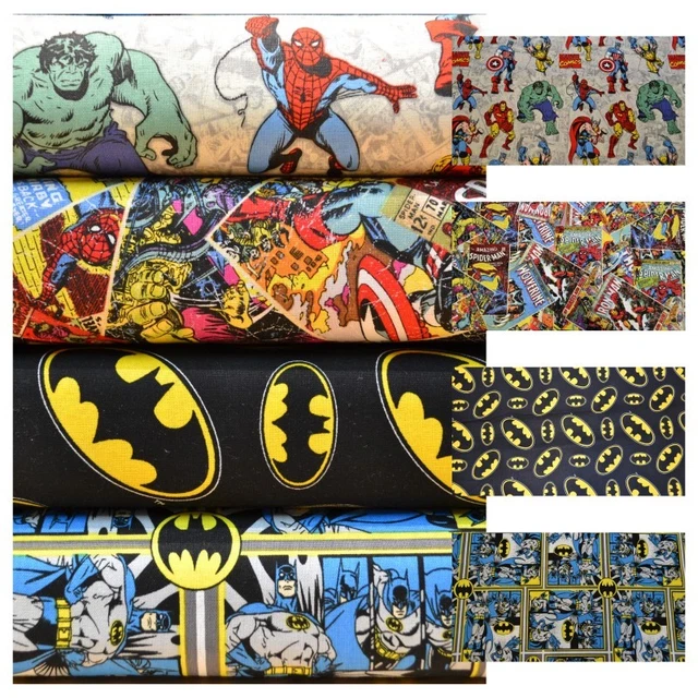 SUPER HEROES BATMAN Avengers Marvel DC Comics 100% cotton Fabric ...