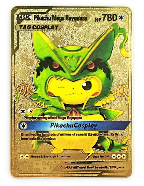 POKEMON PIKACHU MEGA Rayquaza Gold Foil Tag Cosplay £19.99 - PicClick UK