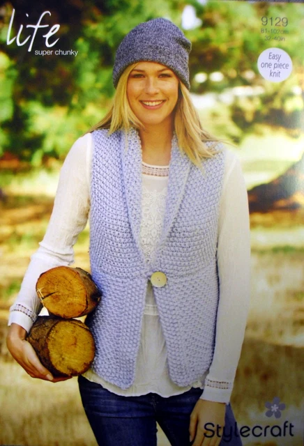 LADIES WAISTCOAT LIFE Knitting Pattern Stylecraft 9129 Super Chunky £2. ...