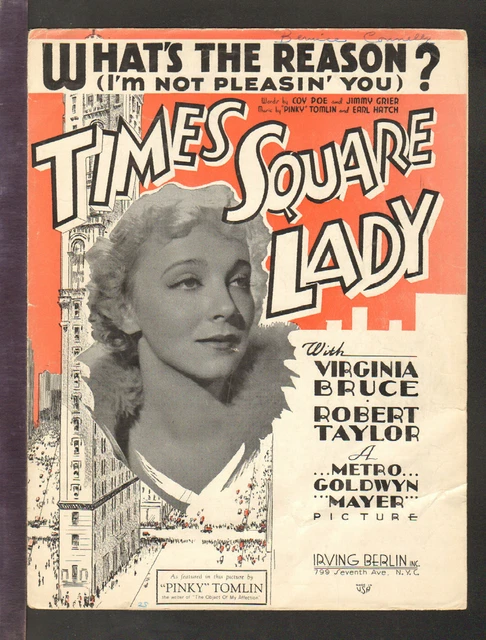 TIMES SQUARE LADY 1935 What's The Reason VIRGINIA BRUCE Movie Sheet ...