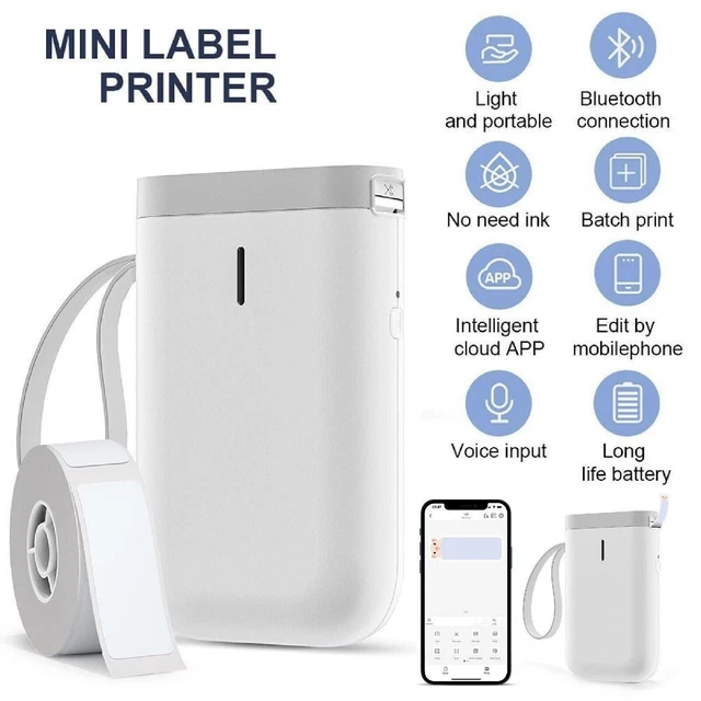 MINI LABEL PRINTER Bluetooth Thermal Printers With Tape Label Maker ...