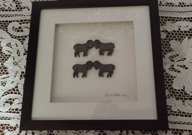 WILD GOOSE GALLERY Bronze Ram Sheep Butting Heads Shadow Box Wall Art ...