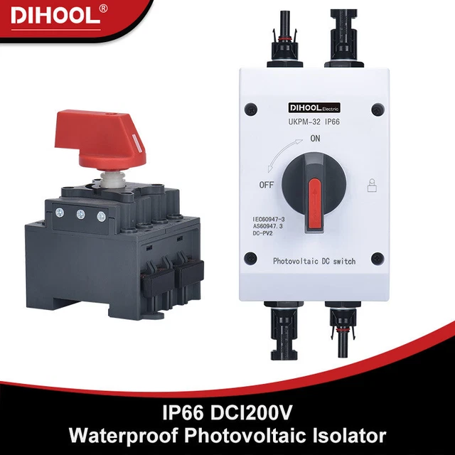 SOLAR PANEL PV DC Isolator Rotary Safety Switch IP66 Weatherproof 32A ...