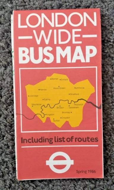 LONDON WIDE BUS Map & List Of Routes, Spring 1986 London Transport £4. ...