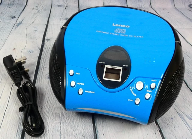 LENCO SCD-24 PORTABLE Stereo FM Radio CD Player Blue - Battery or Mains ...