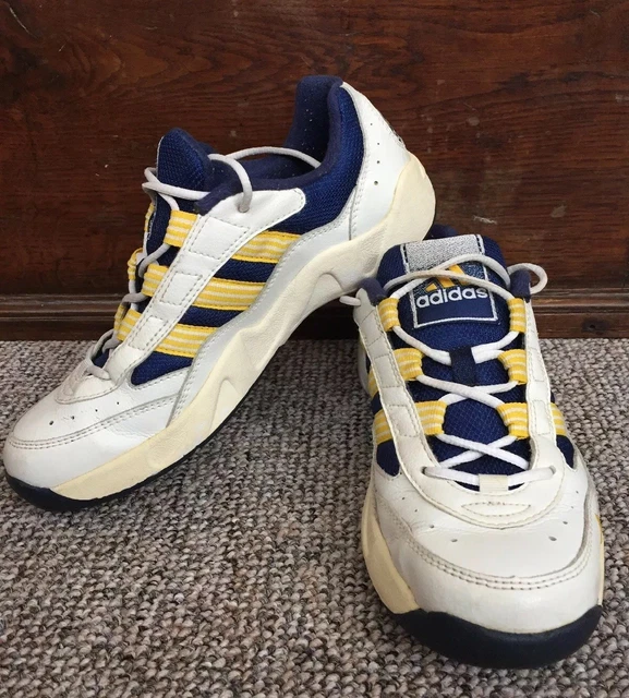 ADIDAS 90S TRAINERS White Yellow Blue Vintage Chunky Sole DNS 642-001 ...