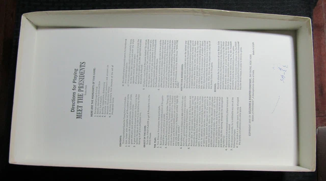 1965 MEET THE PRESIDENTS Quiz/Board Game FVF/FN Selchow & Righter ...