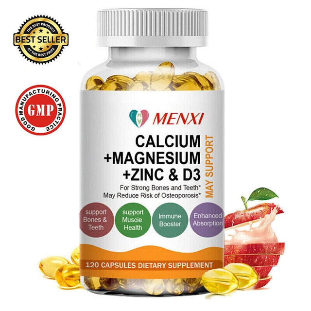 CALCIUM MAGNESIUM ZINC Capsules With Vitamin D3 Boost Immune Support ...