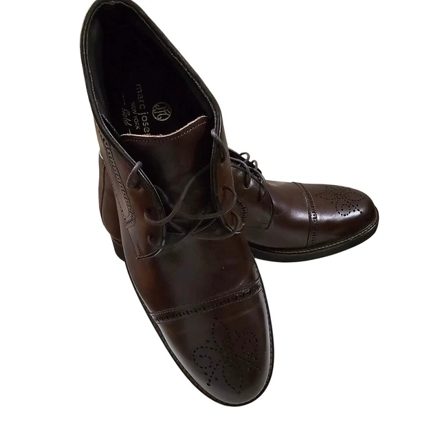 MARC JOSEPH NEW York Gold Ankle Mens Brown Leather Brogue Chukka Boots ...
